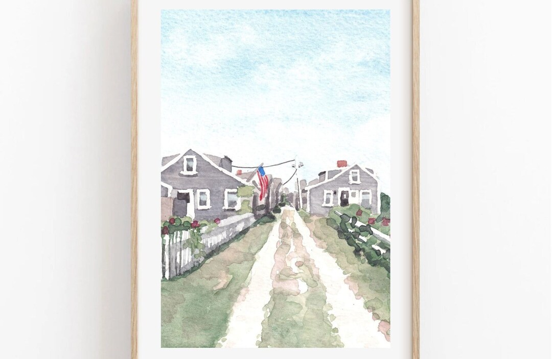 Nantucket Cottages Watercolor Print Summer Beach Home Painting - Etsy