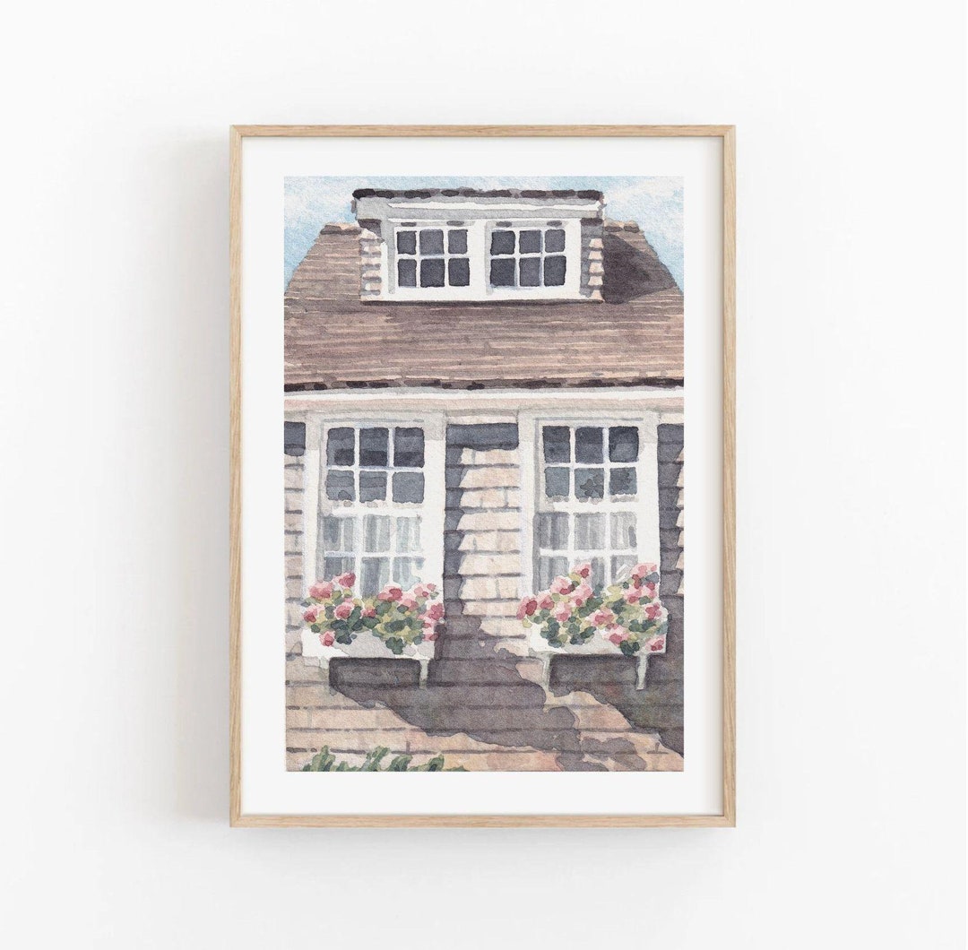 Cape Cod Home Watercolor Poster Print - New England Massachusetts Beach ...