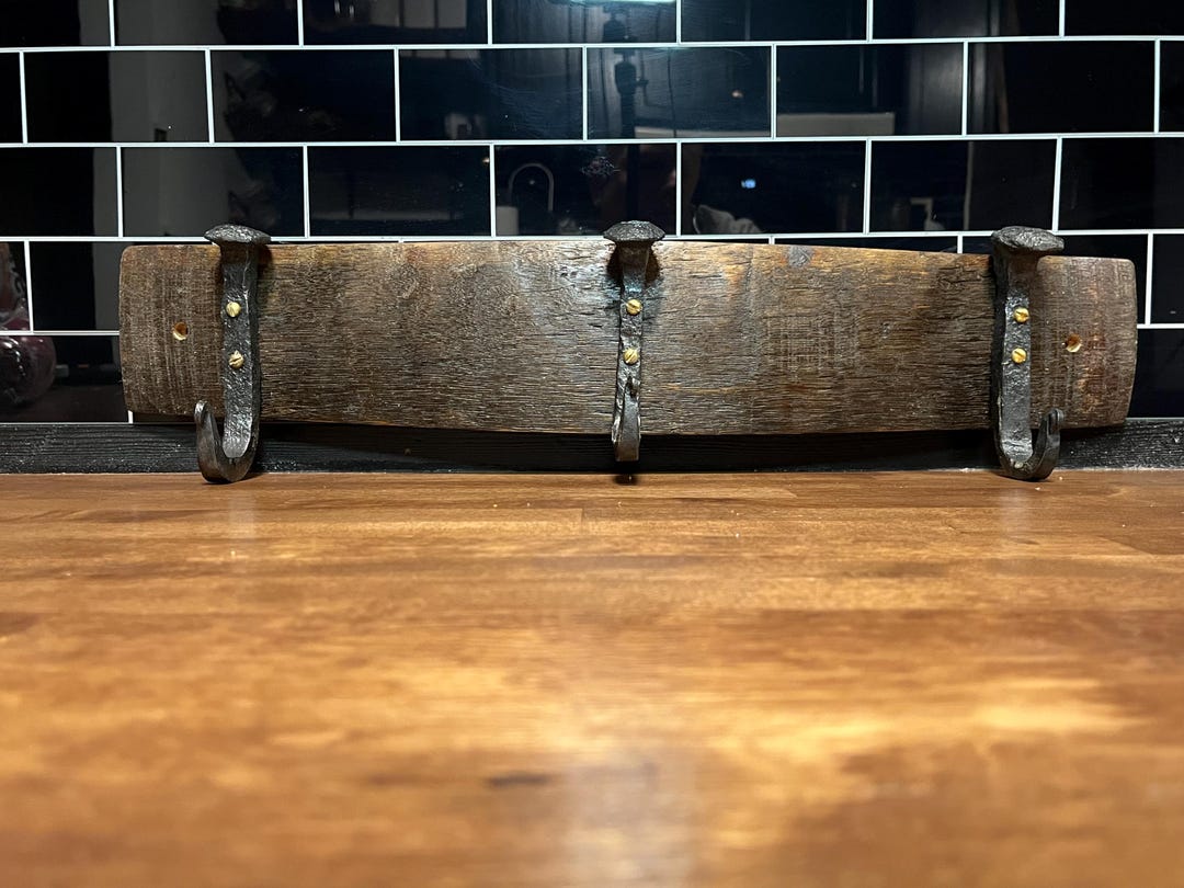 Wine Barrel Stave Rack With Vintage Wrought Iron Forged RR Spikes - Etsy