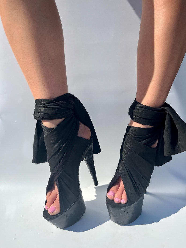 One of a Kind Platform Wrap Around High Heels - Size 36 EU / 5.5 W US ...