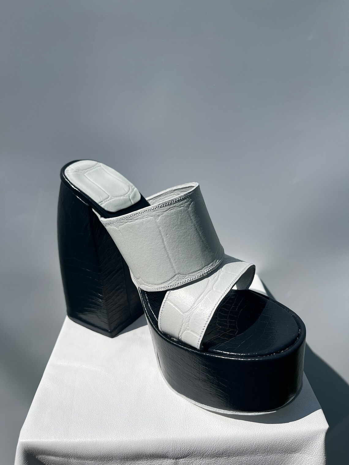 One of a Kind Chunky Platform Mule High Heels - Size 37 EU / 7 W US ...