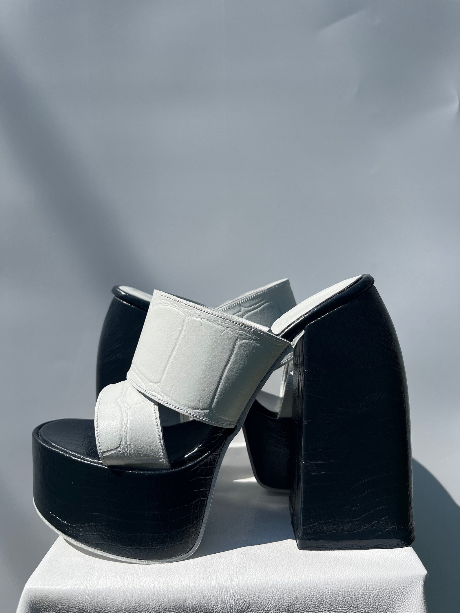 One of a Kind Chunky Platform Mule High Heels - Size 37 EU / 7 W US ...