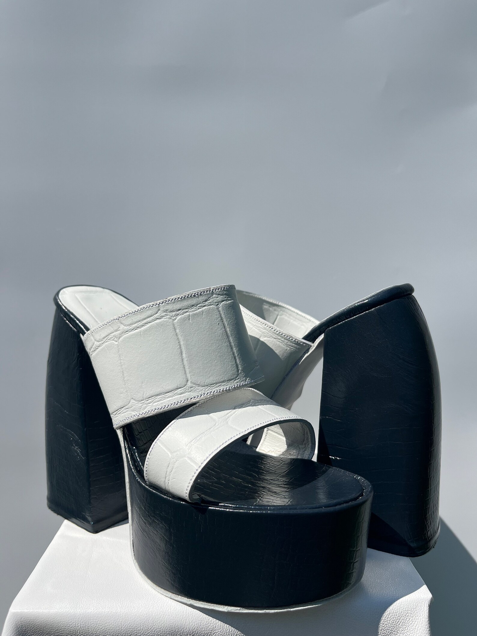 One of a Kind Chunky Platform Mule High Heels - Size 37 EU / 7 W US ...