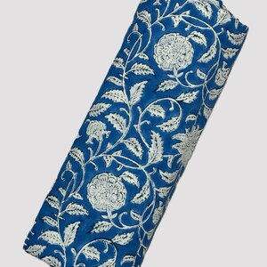 Blue Block Print, Delft Blue Indian Floral Hand Block Printed 100% ...
