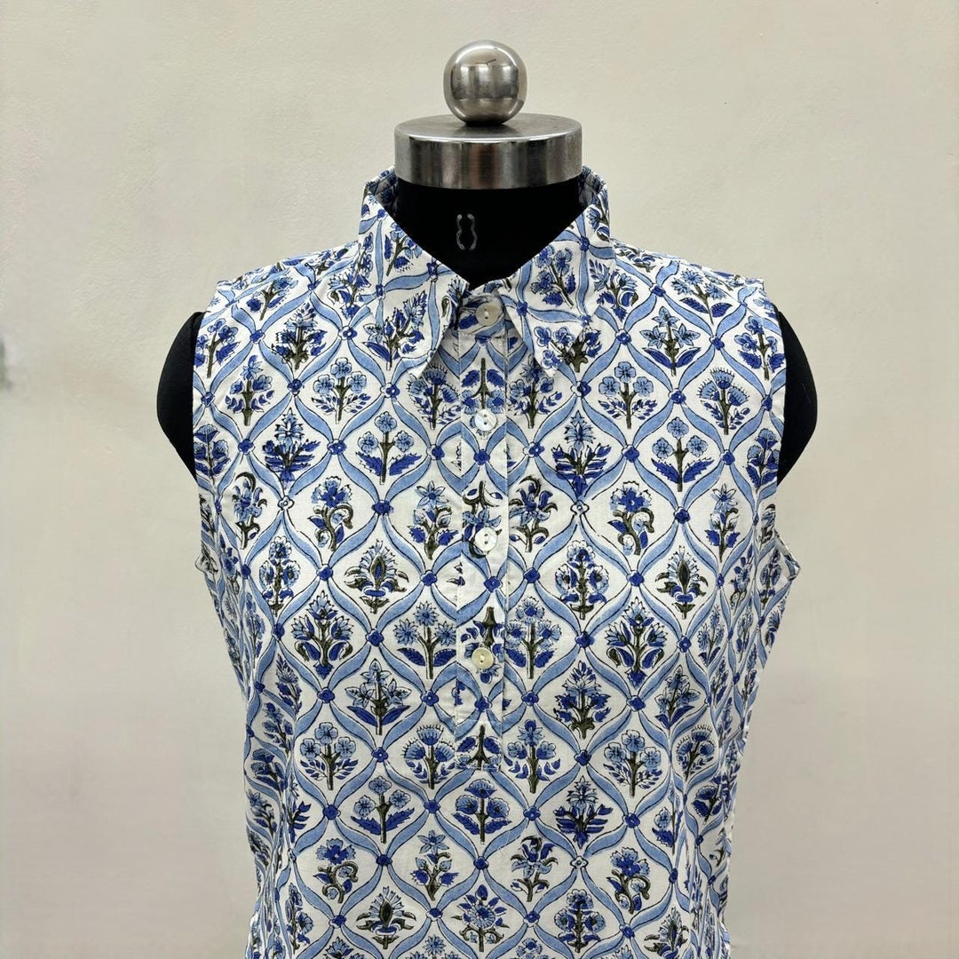 Ayurvastram Juno Pure Cotton Block Print Style Front Open Tunic Beach ...
