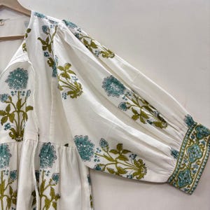 Floral Hand Block Print Kyra Midi Dress | Bohemian Cotton Dress Dresses ...