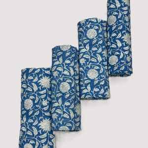 Blue Block Print, Delft Blue Indian Floral Hand Block Printed 100% ...