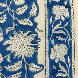 Blue Block Print, Delft Blue Indian Floral Hand Block Printed 100% ...