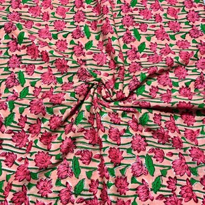 Pink Block Print, Sage Green, Delft Pink Indian Floral Hand Block ...