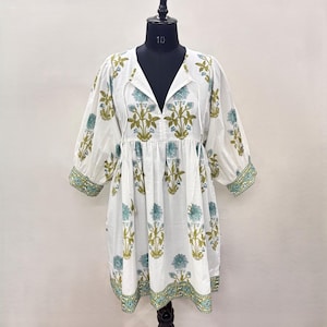 Floral Hand Block Print Kyra Midi Dress | Bohemian Cotton Dress Dresses ...