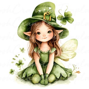 10 Cute St. Patrick's Day Fairy Clipart, Shamrock Fairy Digital ...