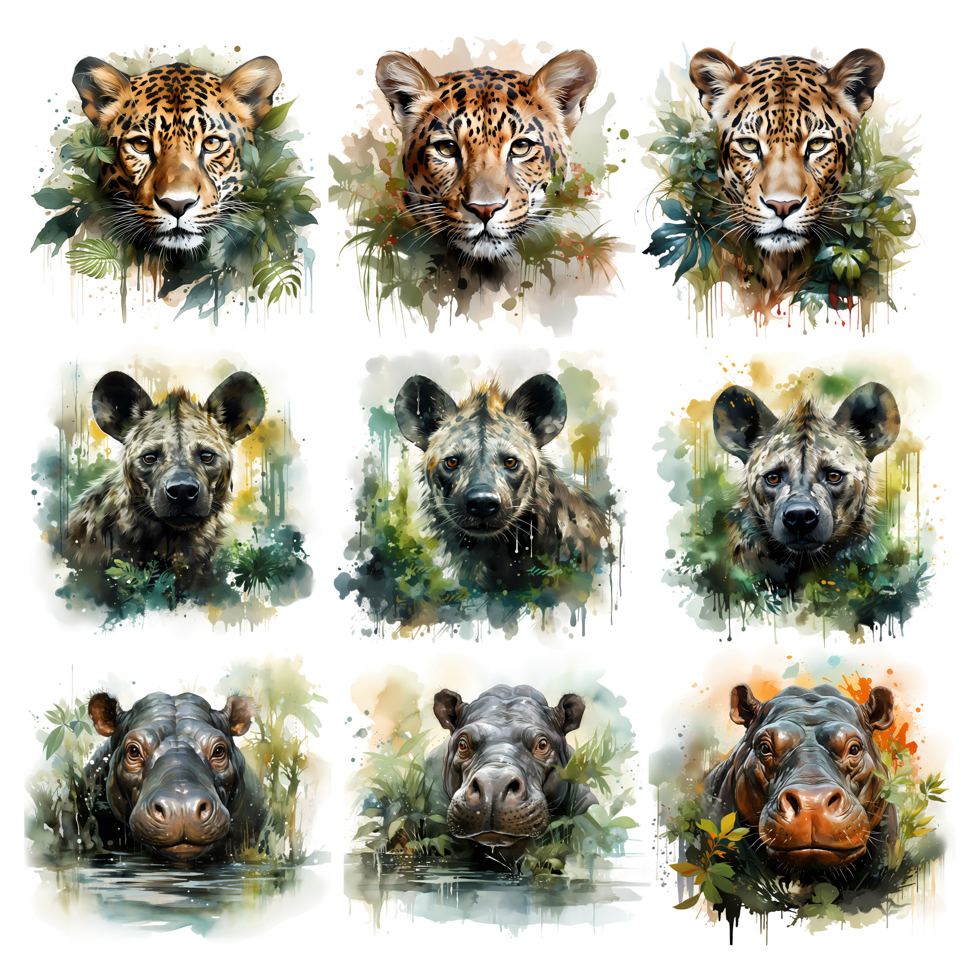 42 Jungle Animals Watercolor Clipart Set, Safari Clipart, Jungle ...
