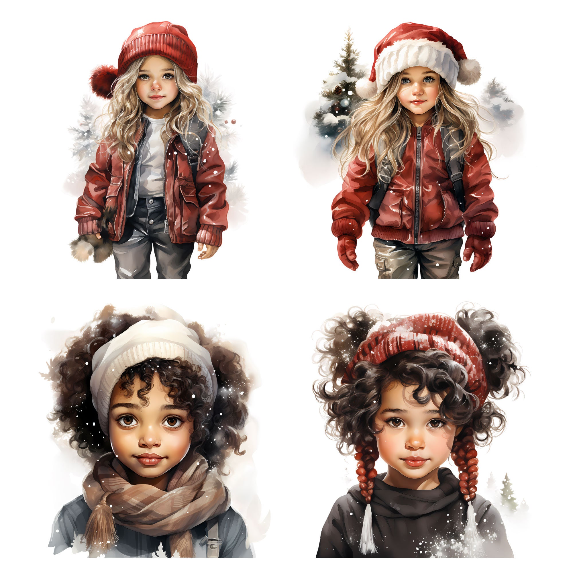 20 Christmas Little Girl Clipart, Winter Clipart, Little Girl PNG ...
