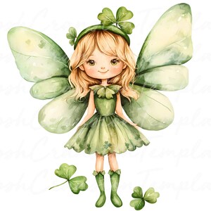 10 Cute St. Patrick's Day Fairy Clipart, Shamrock Fairy Digital ...