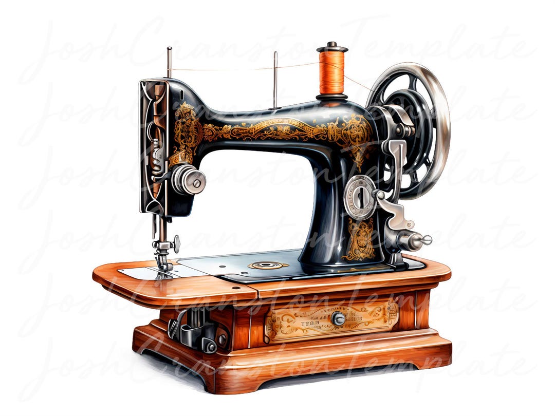 16 Vintage Sewing Machine Wall Art, Antique Sewing Machine Illustration ...