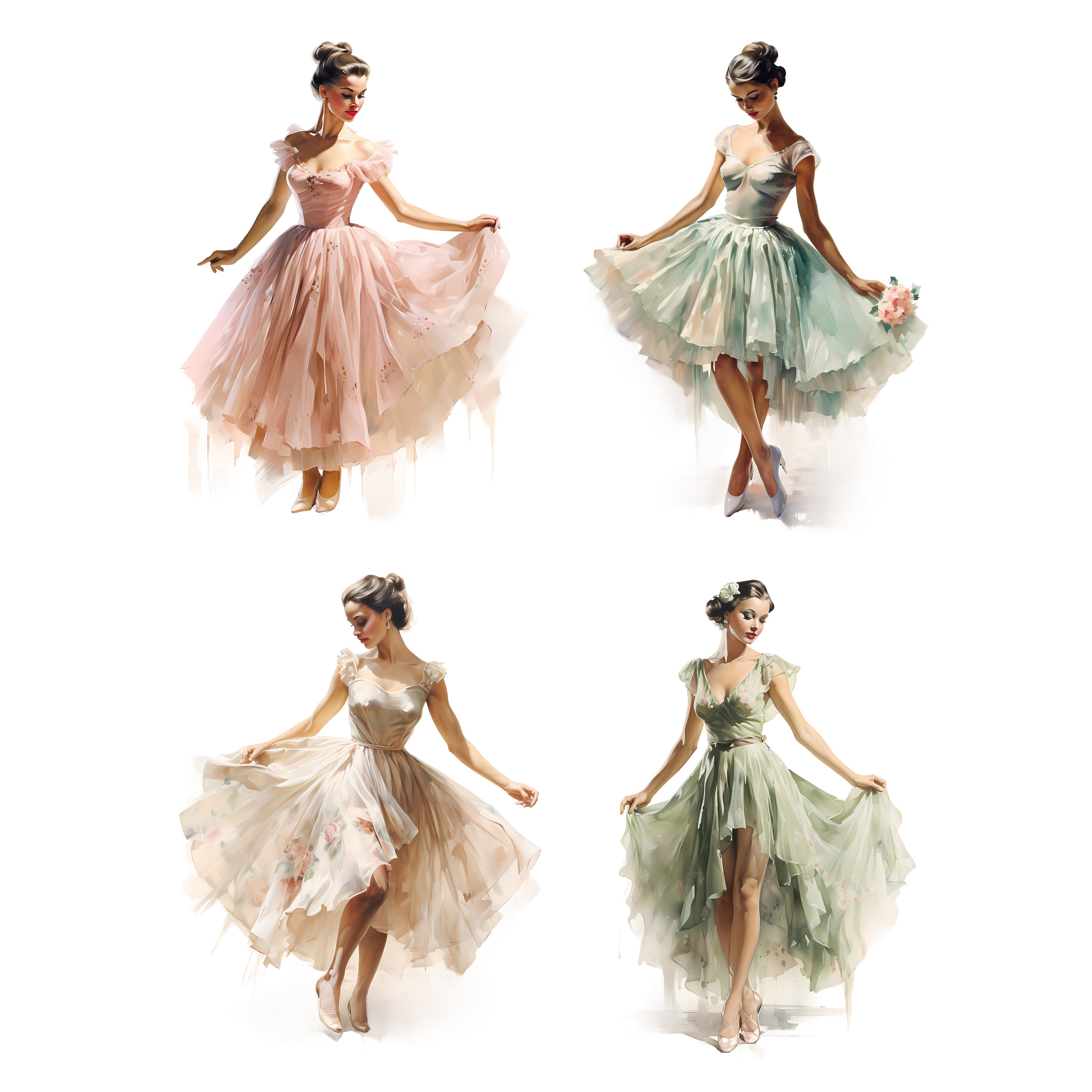 12 Ballerina Clipart, Watercolor Ballerina With Transparent Background ...
