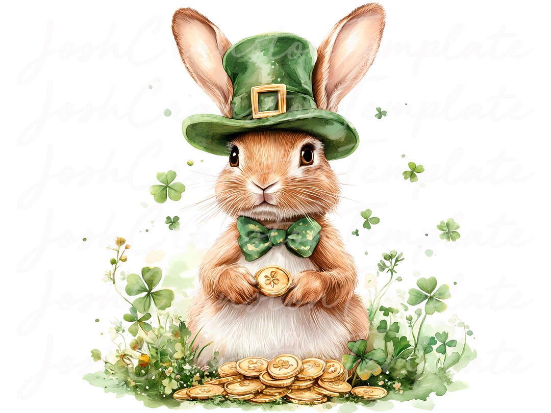 10 St. Patricks Day Bunny Clipart, Cute Bunny Art, Leprechaun Rabbit ...