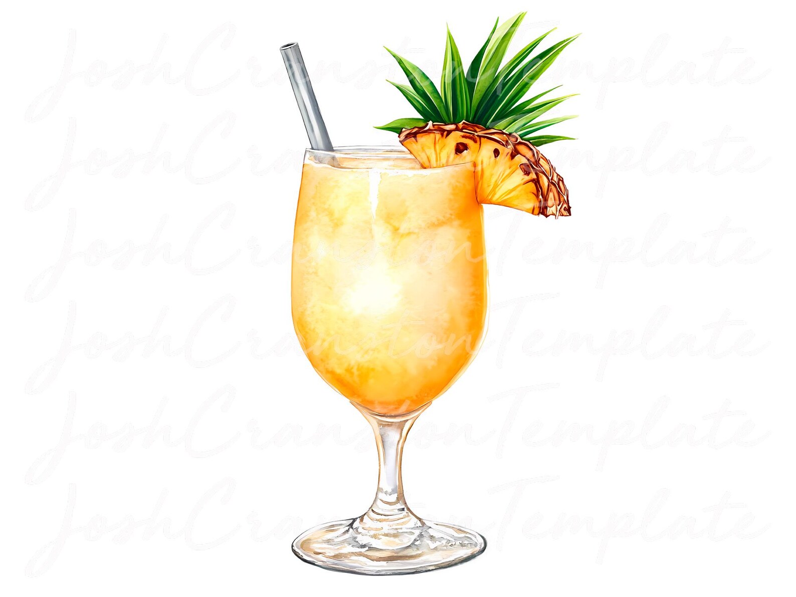 Pina Colada Clipart Set, 12 Watercolor Tropical Cocktails With ...