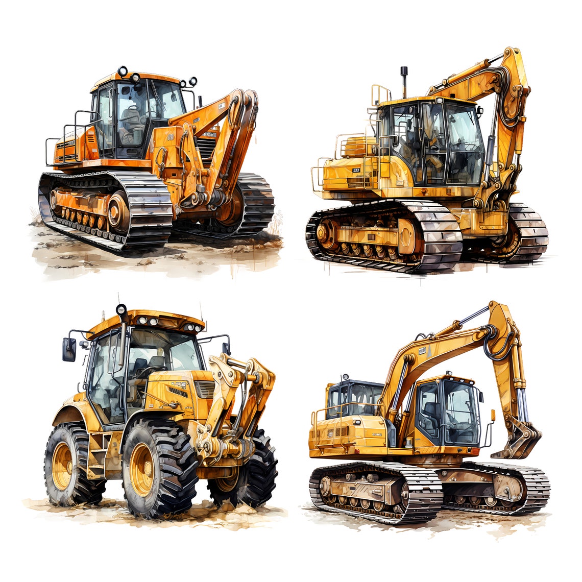 18 Construction Vehicles Clipart Watercolor Construction - Etsy