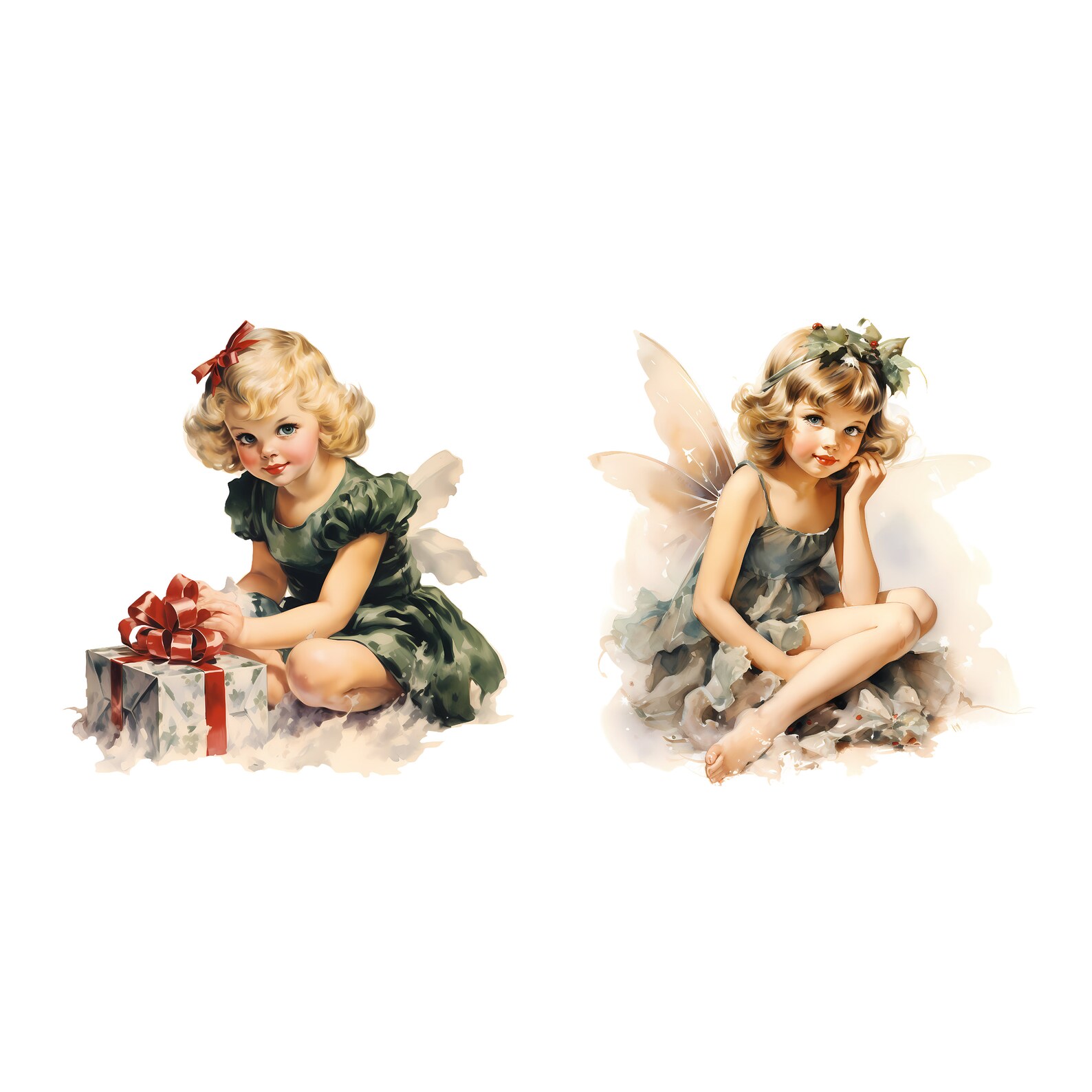 14 Christmas Fairy Clipart, Watercolor Christmas Fairy With Transparent ...