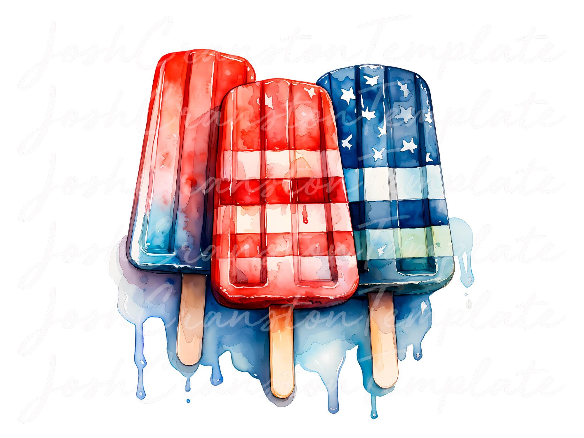 15 Fourth of July Popsicle Digital Clipart, Red White and Blue ...