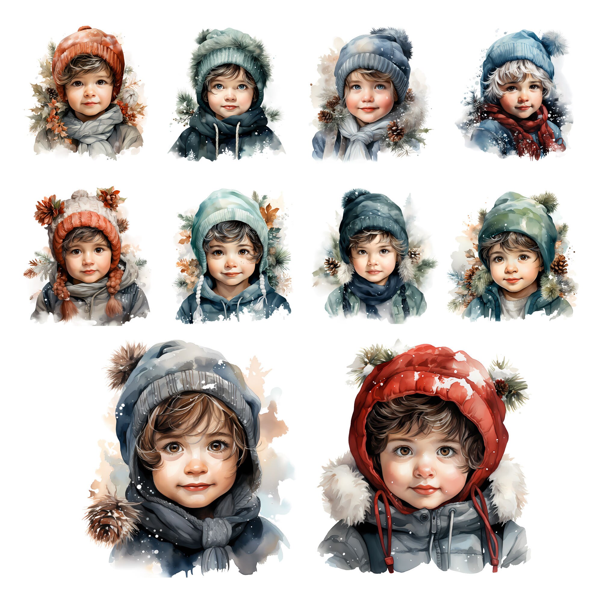 20 Christmas Baby Boy Clipart Bundle, PNG Transparent Background, Cute ...