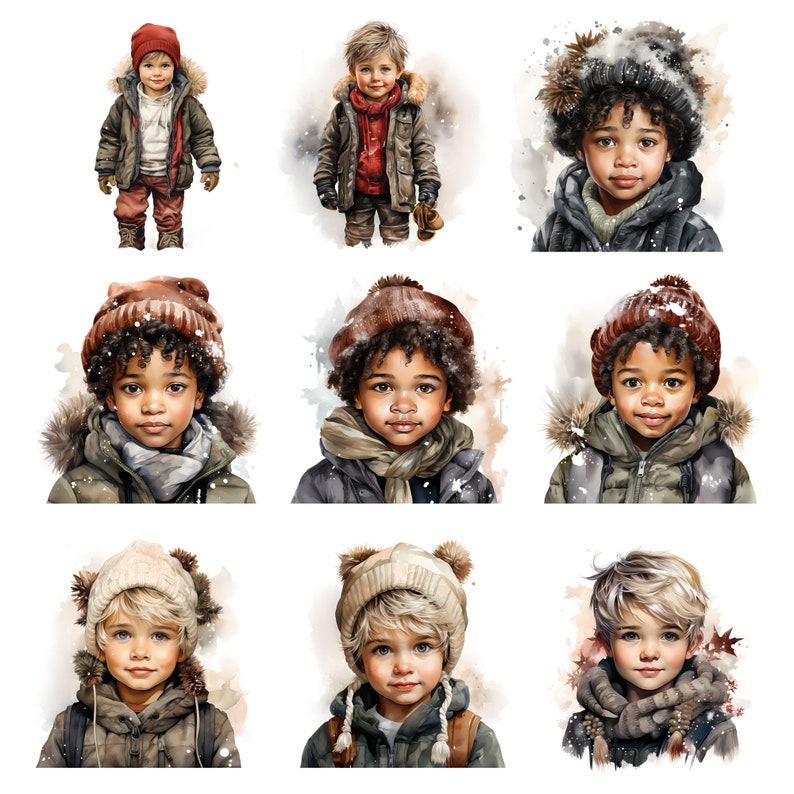 24 Christmas Little Boy Clipart Bundle, Cute Little Boy PNG Transparent ...