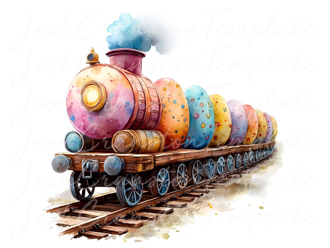 15 Easter Train Clipart, Colorful Easter Egg Train, Spring Digital ...