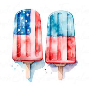 15 Fourth of July Popsicle Digital Clipart, Red White and Blue ...