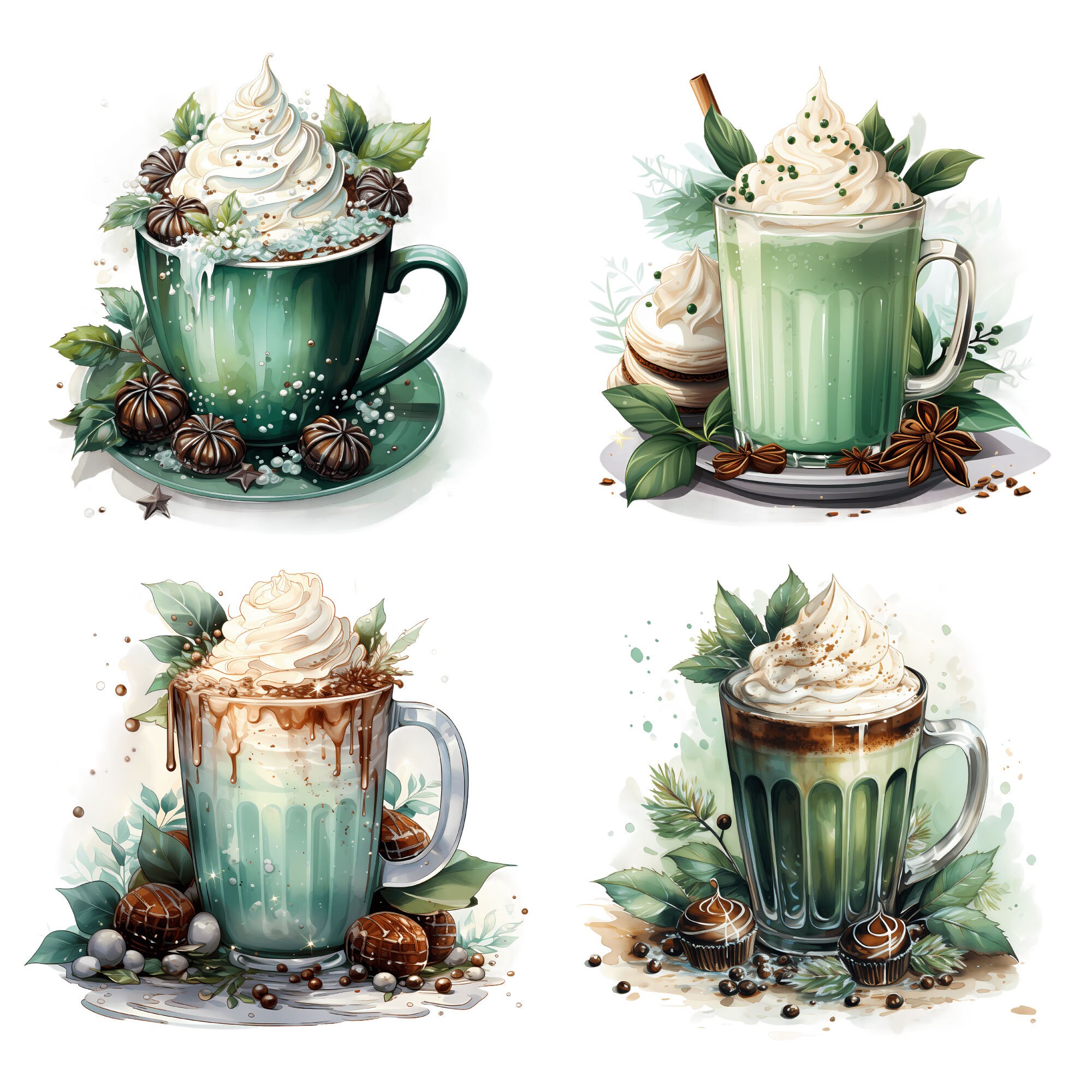 16 Hot Cocoa Clipart, Winter Holiday Cilpart, Hot Cocoa PNG Bundle ...