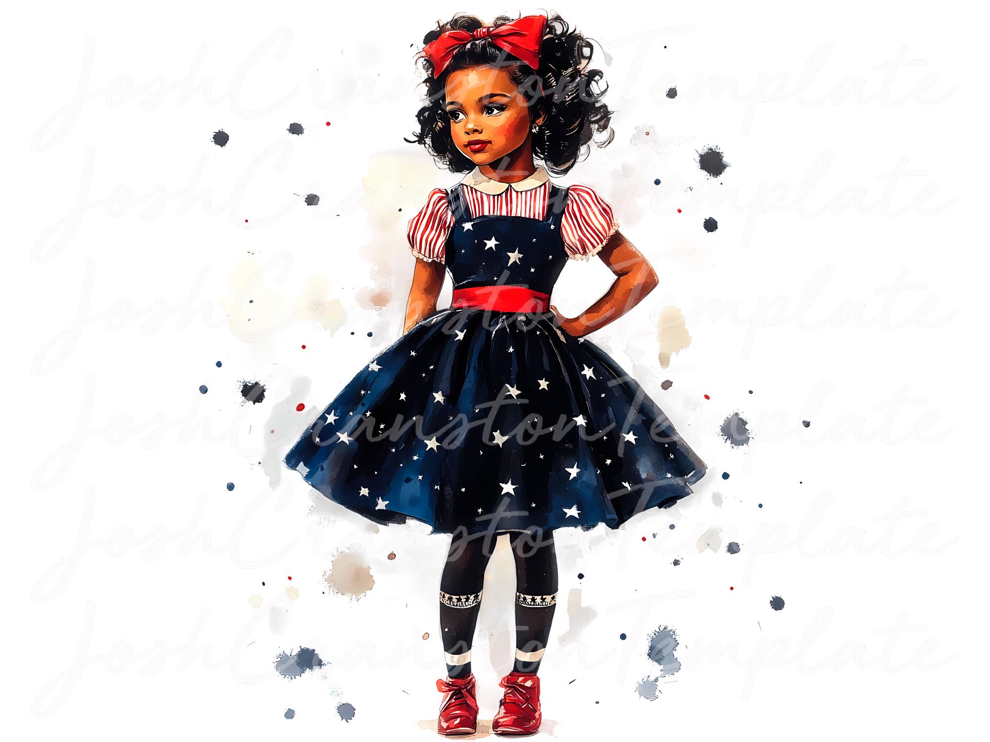 Patriotic Girls Clipart, 12 Watercolor Pngs of Cute Girls in Red White ...