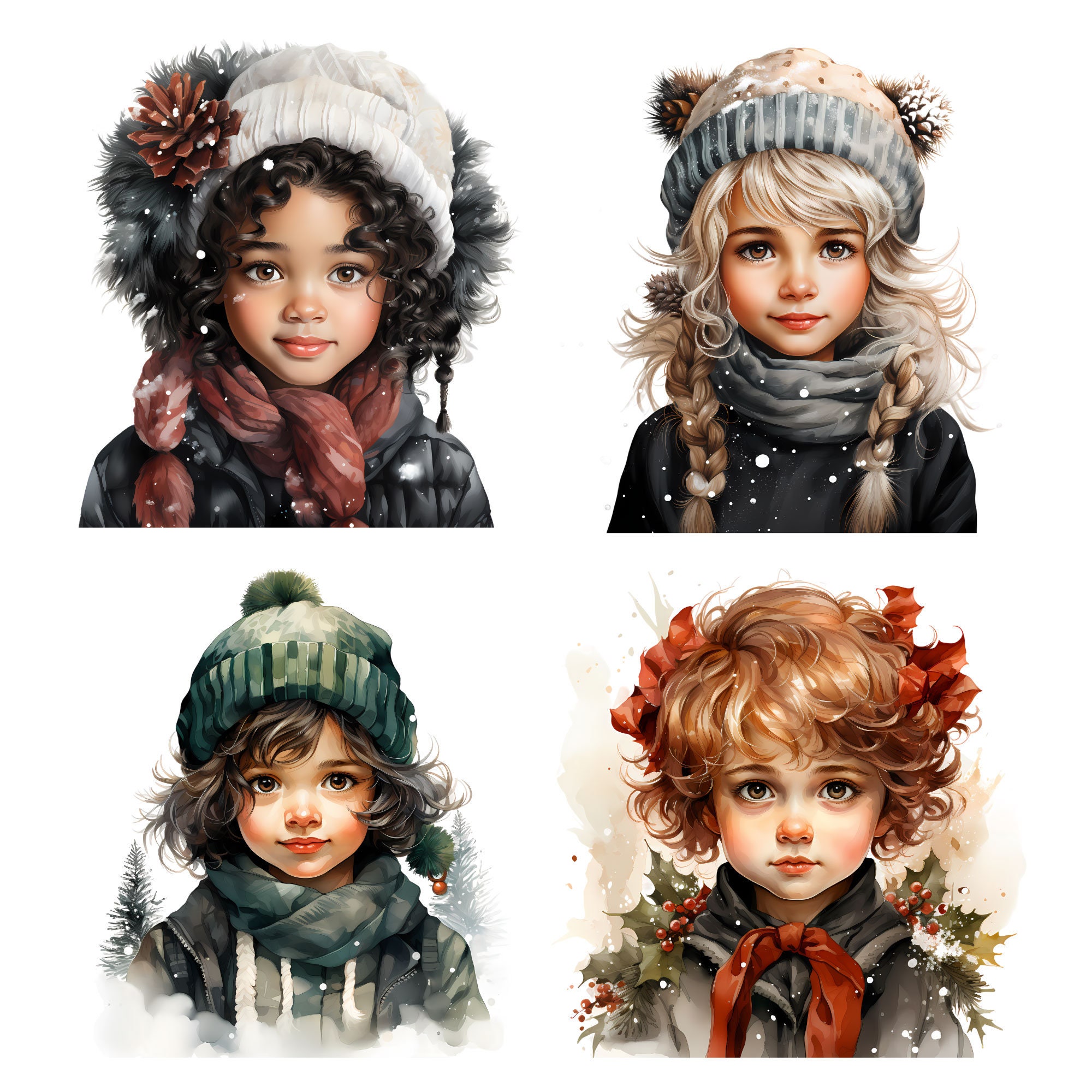 20 Christmas Little Girl Clipart, Winter Clipart, Little Girl PNG ...