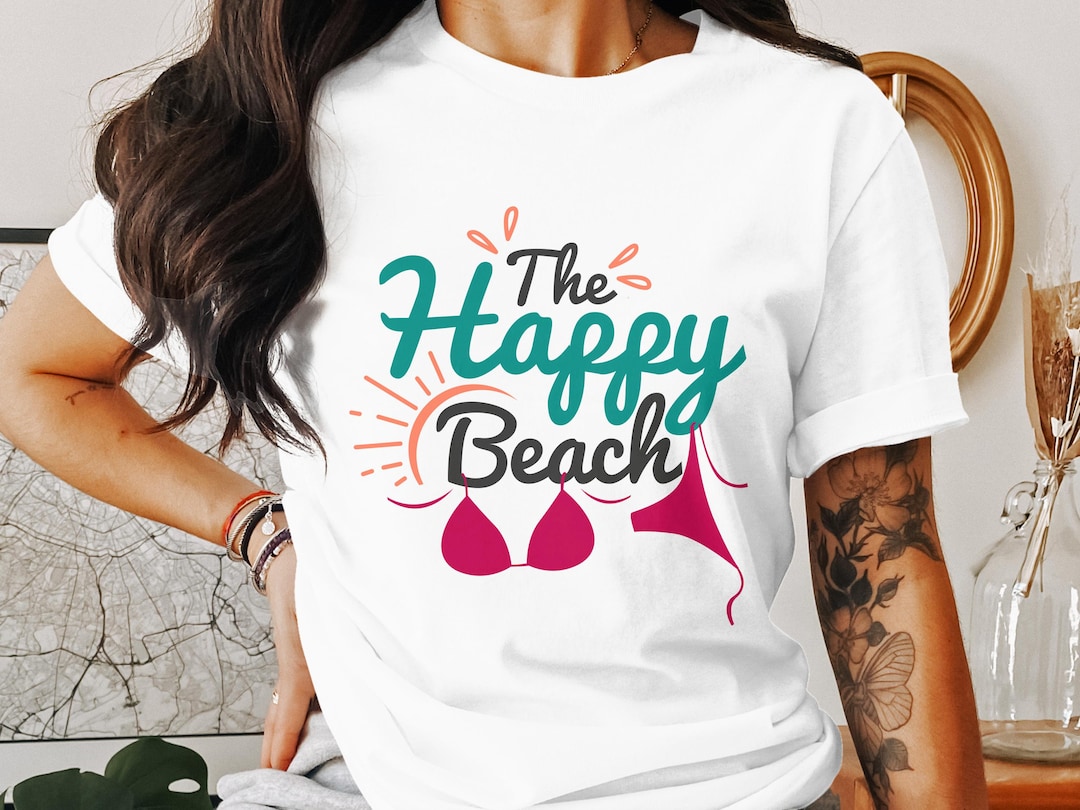 The Happy Beach Summer Digital Design, Beach Vibes Wall Art Print ...
