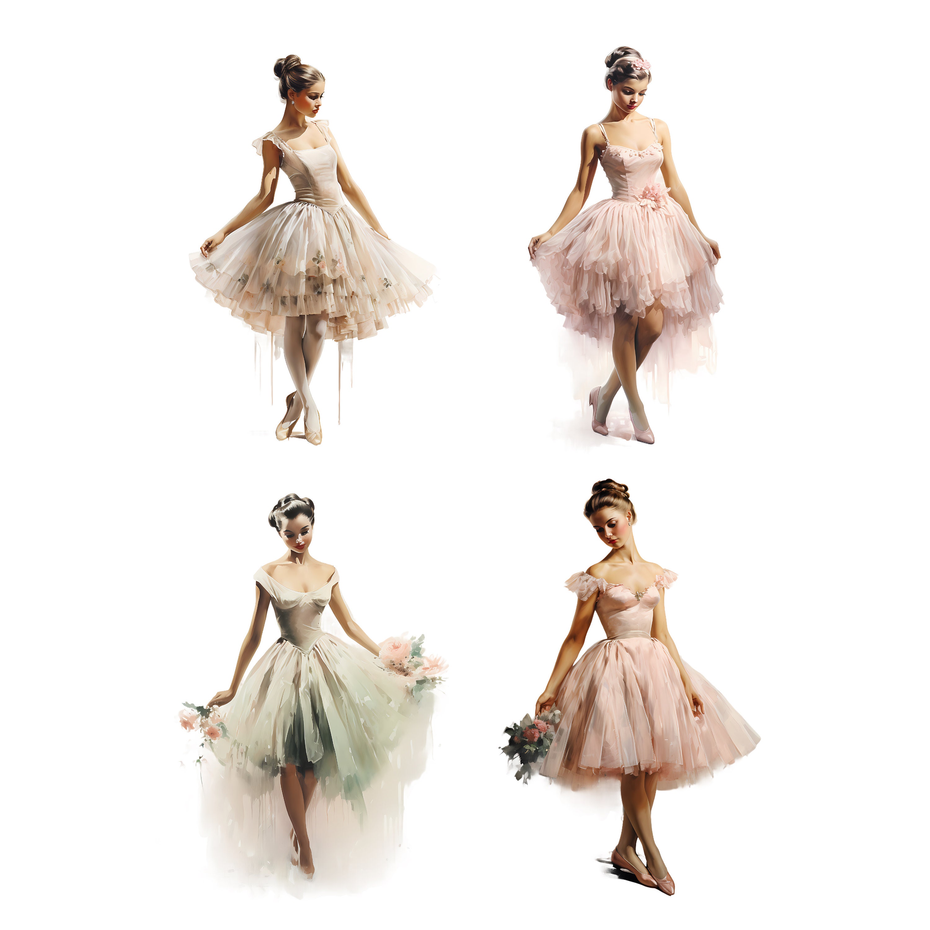 12 Ballerina Clipart, Watercolor Ballerina With Transparent Background ...