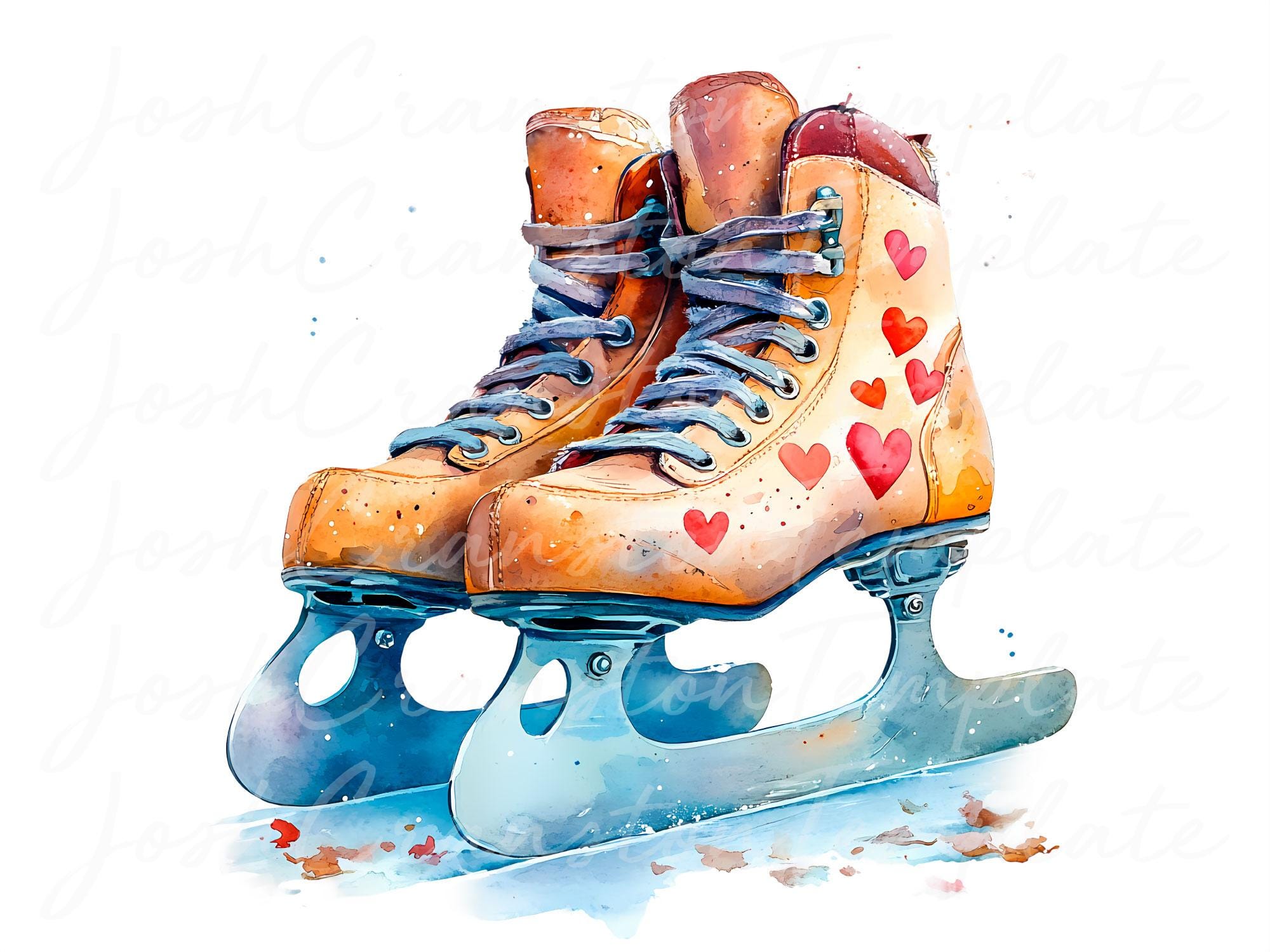 12 Ice Skates Clipart, Cute Winter Ice Skating Printable, Digital ...