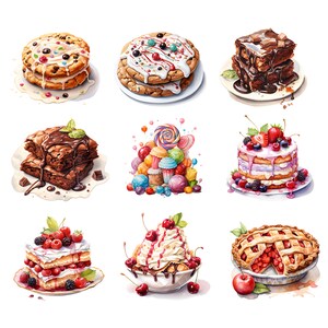 38 Sweet Treats Clipart, Watercolor Sweet Treat Bundle, Vintage Woman ...
