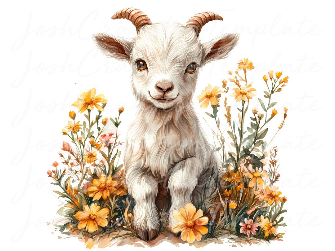 18 Easter Goat Clipart, Cute Baby Goat Illustration, Springtime Animal ...