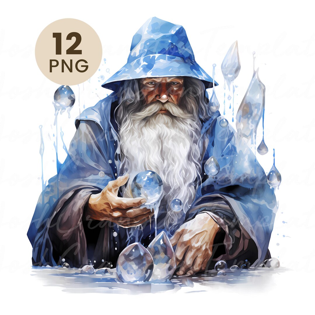 Ice Wizards Watercolor Clipart: Fantasy Junk Journal Pngs (digital ...