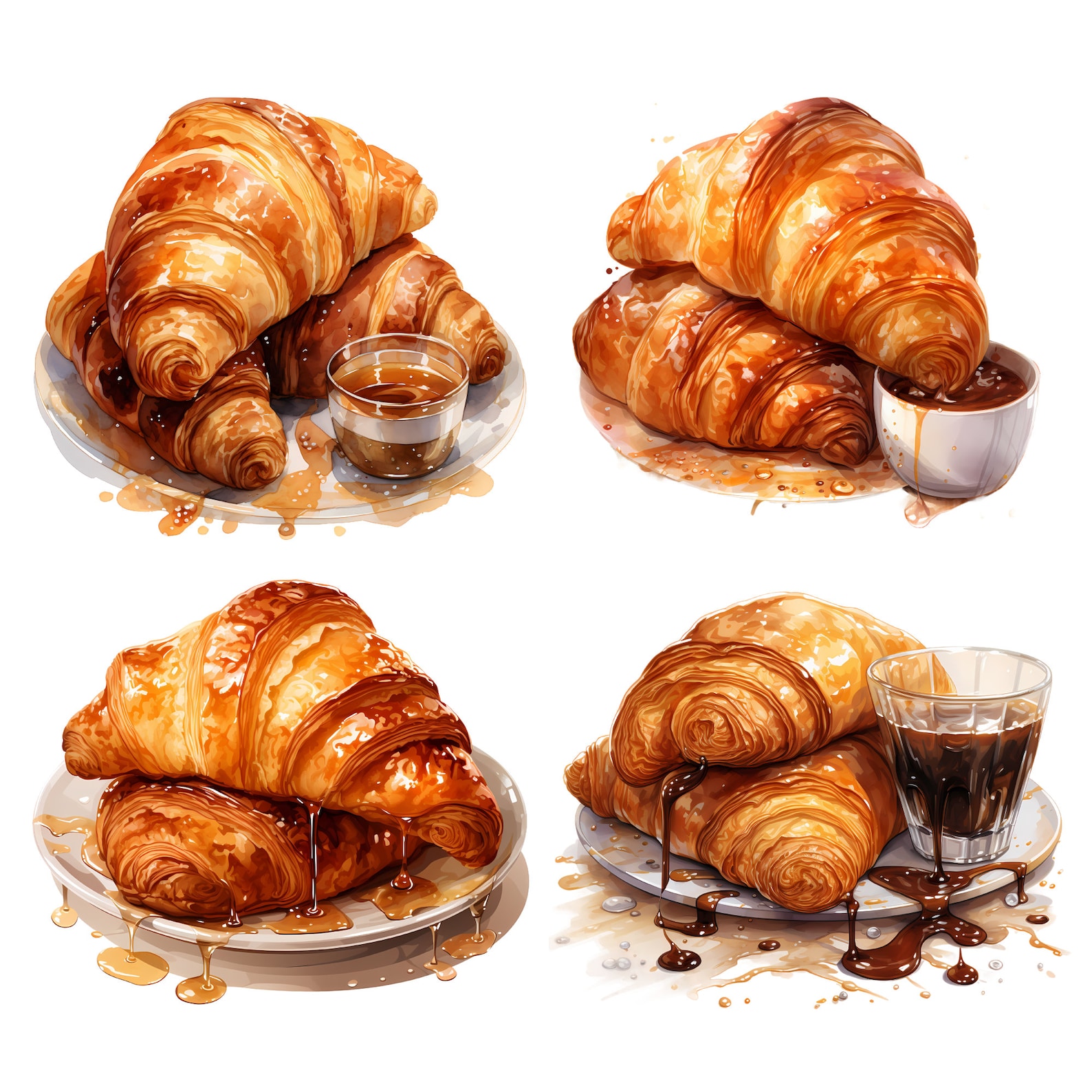 16 Croissants Clipart PNG With Transparent Background, Croissant With ...