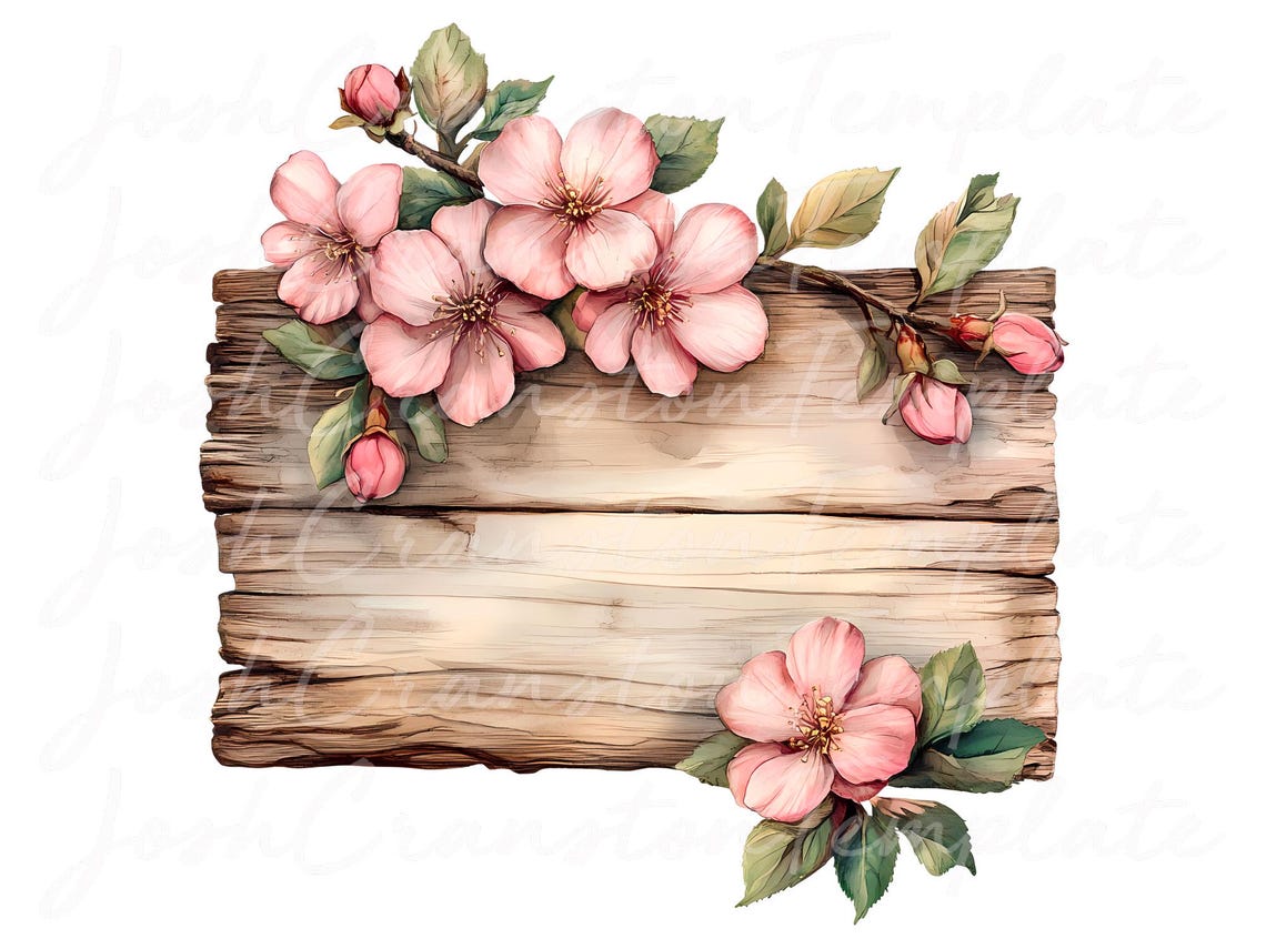 Floral Wood Signs Clipart – 16 Rustic Watercolor Wooden Sign Pngs for ...