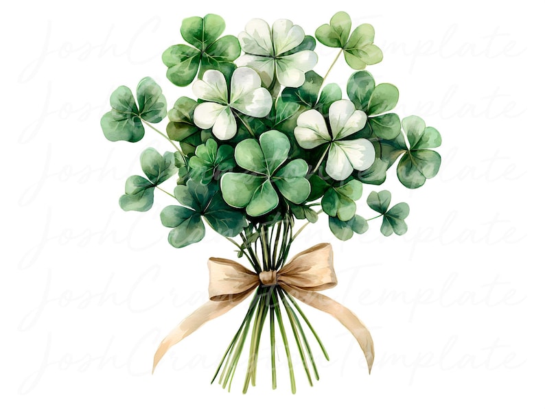 Shamrock Bouquet Watercolor Clipart: St Patrick's Day Art (digital ...