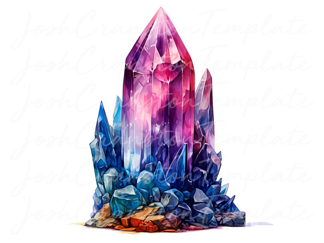 25 Watercolor Gemstone Digital Art, Crystal Art Printable, Gemstone ...