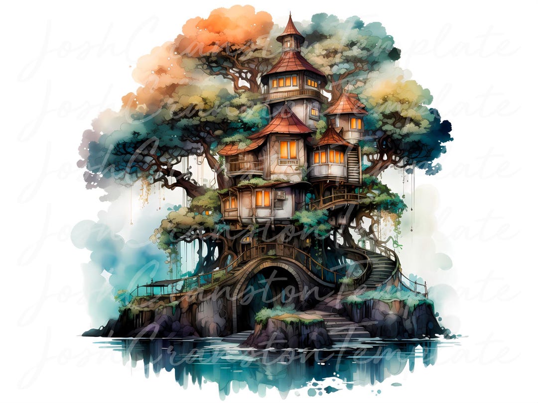 18 Enchanted Treehouse Digital Print, Fantasy Home Art Download ...