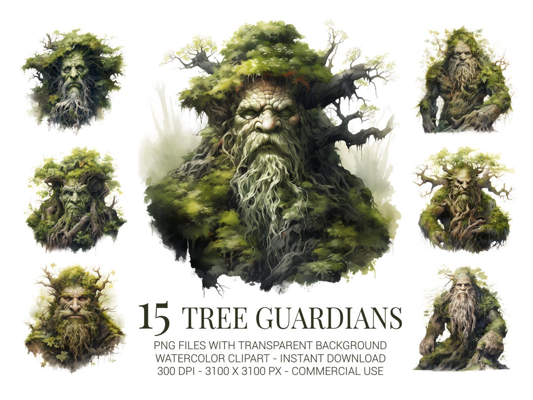 Tree Guardian Clipart Bundle - 15 Ancient Forest Spirit Pngs for ...