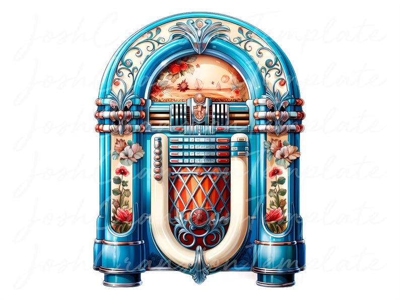 Vintage Jukeboxes Clipart Bundle, 20 Colorful Retro Music Jukebox Pngs ...