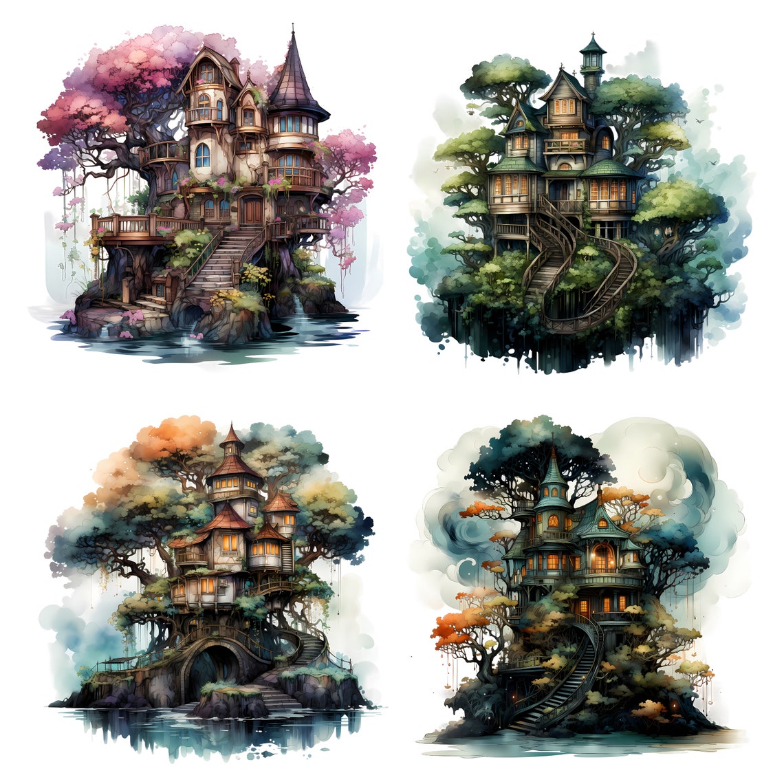 21 Treehouse Clipart With Transparent Background House Tree - Etsy