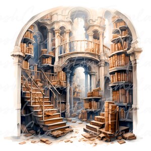Enchanted Library Clipart Set - 17 Magical Bookshelf & Fantasy ...