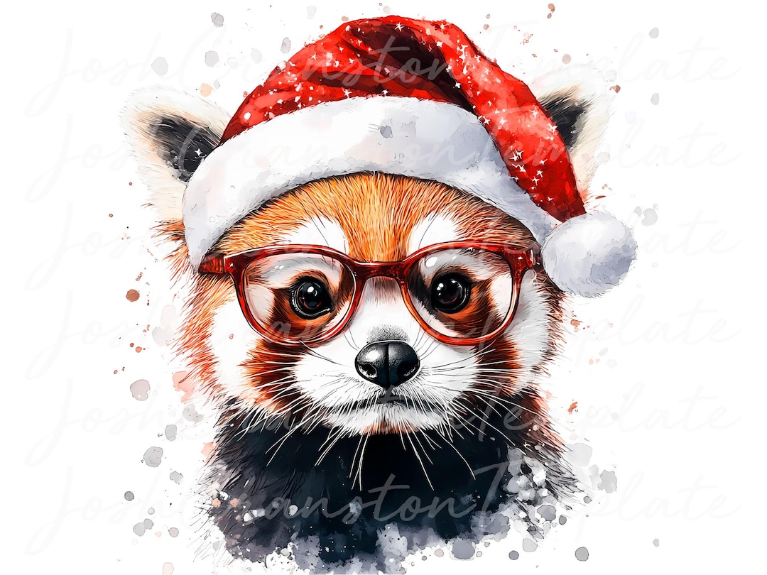 10 Christmas Red Panda Art Print, Cute Animal Holiday Wall Decor, Red ...