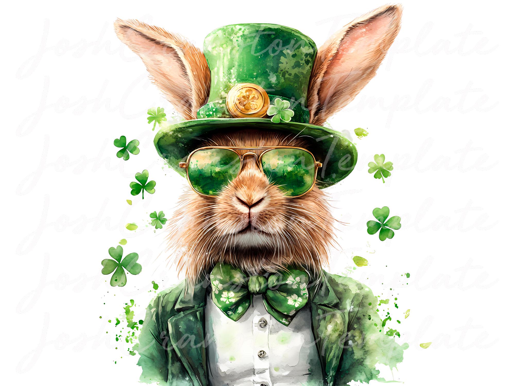 10 St. Patricks Day Bunny Clipart, Cute Bunny Art, Leprechaun Rabbit ...