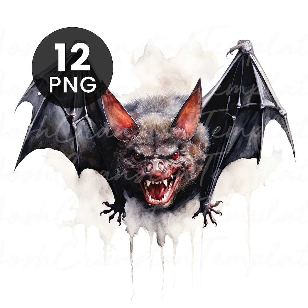 Watercolor Vampire Bats Pngs: Halloween Clip Art (digital Download) - Etsy